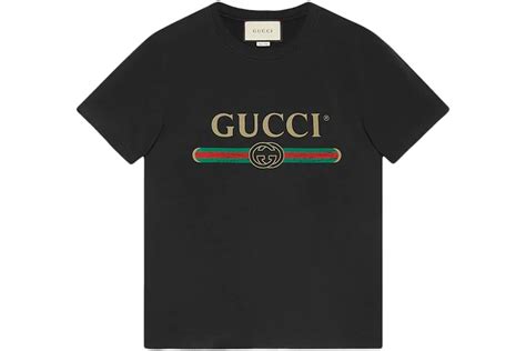 Gucci Logo Washed Print T Shirt Black Mens Us