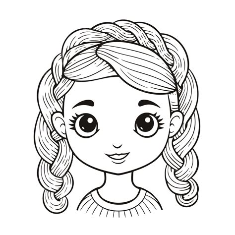 有頭髮和辮子的女孩著色頁輪廓素描 向量 編織圖 編織輪廓 編織素描向量圖案素材免費下載，png，eps和ai素材下載 Pngtree