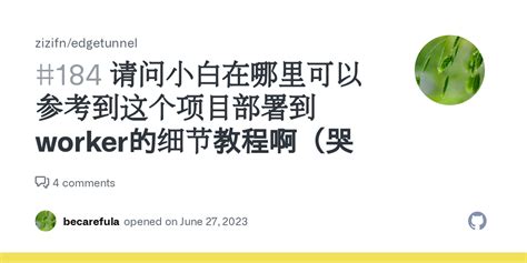 请问小白在哪里可以参考到这个项目部署到worker的细节教程啊（哭 · Issue 184 · Zizifnedgetunnel · Github