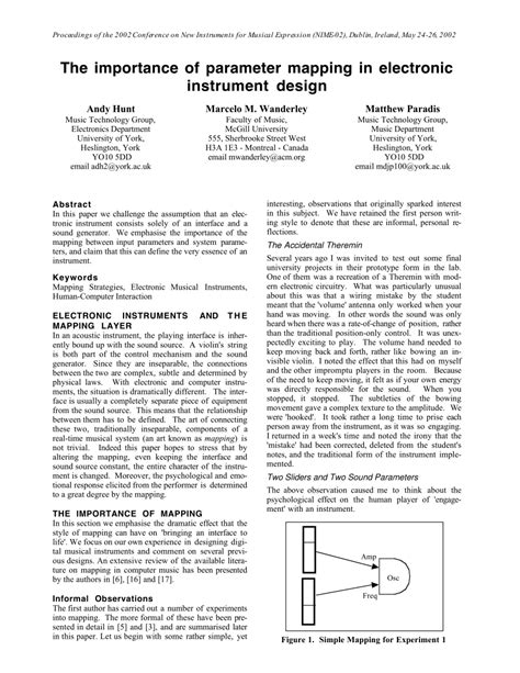 Pdf The Importance Of Parameter Mapping In Electronic Instrument Design