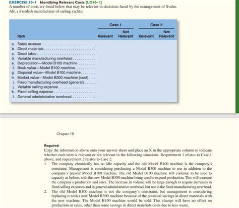 Solved Exercise Identifying Relevant Costs Lo A Chegg