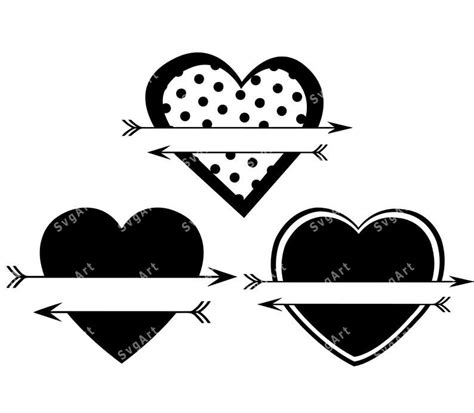 Split Heart Svg Png Pdf Monogram Svg Heart Svg Love Svg