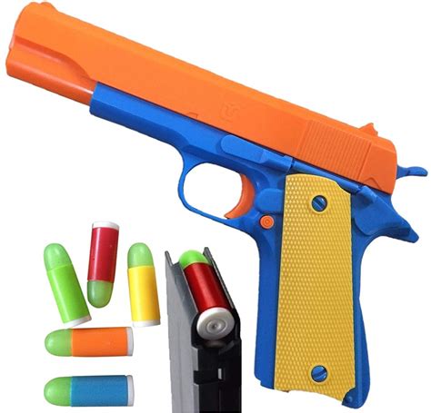 Colt 1911 Toy Gun With Soft Bullets And Ejecting Magazine Actual Size Of M1911 With Slide