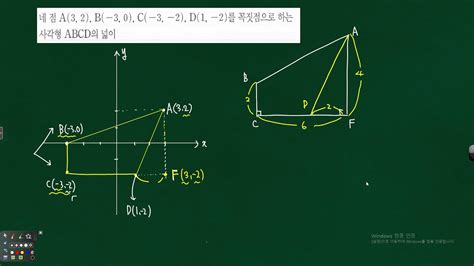 중1 점과 좌표 좌표평면에서 사각형의 넓이를 구하는 필수유형03 1문제풀이 326256삼각형의 넓이를 구하는 신발끈 공식