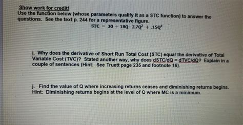 Solved Show Work For Credit Use The Function Below Whose