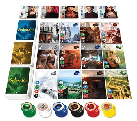 1 Setup Configuration For Splendor From Top To Bottom Nobles Tier
