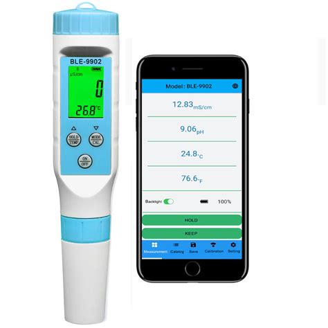 3 In 1 Smart Bluetooth Ph Meter Ec Temp Tester Ble 9902 Mobile App Control