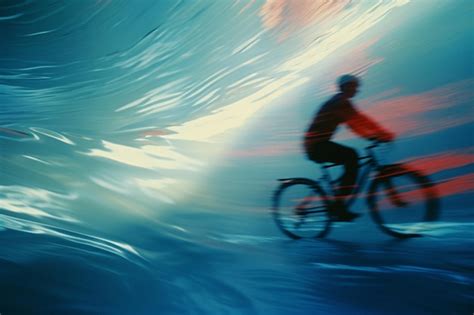 Cyclists Navigating Through Abstract Pulsating Waves Symbolizing The Rhythmic Pulse Of Urban