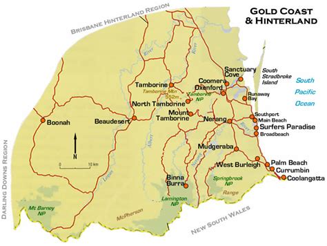 Gold Coast Road Map Queensland Australia