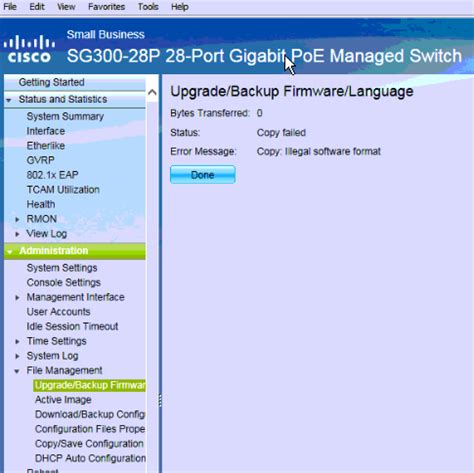 Can T Upgrade Boot Version On SG300 With Error Illegal Software Format Cisco Community