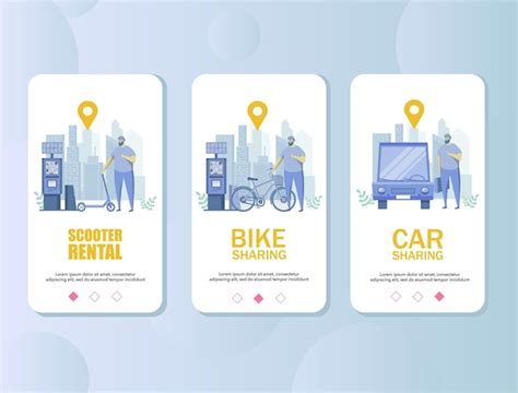 Premium Vector Transport Rental Mobile App Onboarding Screens Vector Template