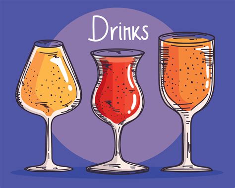 Drinks Lettering With Three Cups 10350553 Vector Art At Vecteezy
