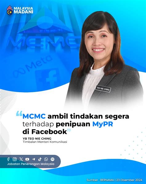 Mcmc Ambil Tindakan Segera Terhadap Penipuan Mypr Di Facebook Portal