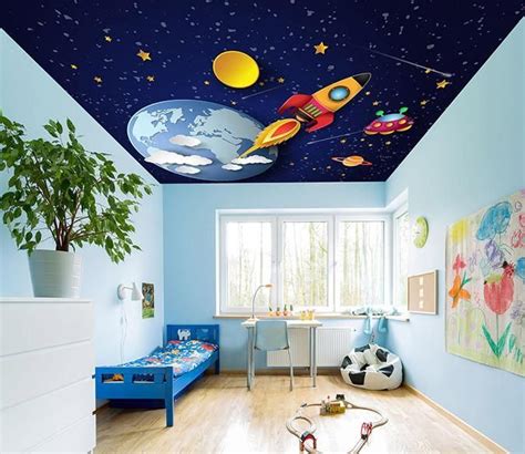 Custom Ceiling Mural Outer Space Bedroom Decor Space Themed Room