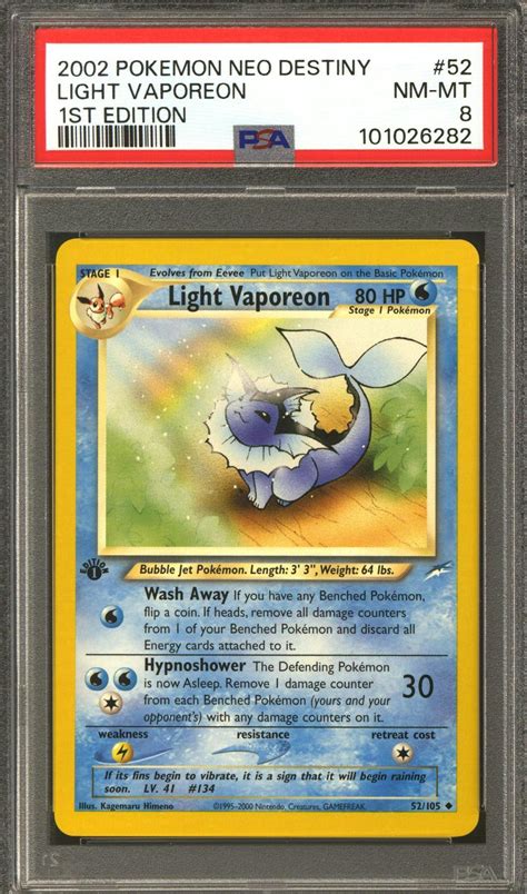 Pokemon Neo Destiny 1st Edition Light Vaporeon 52 105 Psa 8 Da Card World