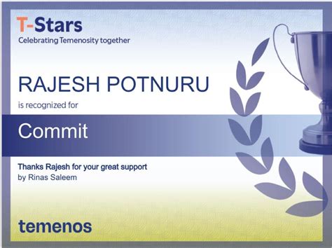 rajesh potnuru on linkedin thanks to temenos for one another feather