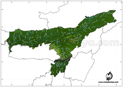 Assam Physical Map With River Names Maps Of India