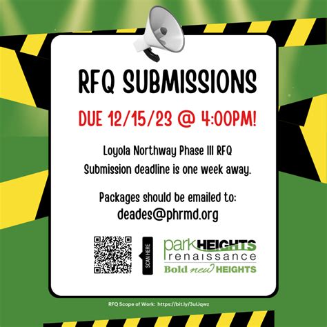 Rfq Submissions Due Park Heights Renaissance