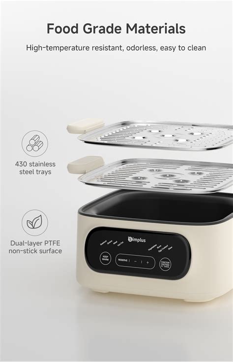 Simplus Electric Steamer 1000w 2 Tier Steamer 11l Hot Pot 24h Delay Timer 8 Preset Programs