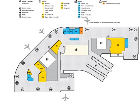Tampa Airport Map Tpa Printable Terminal Maps Shops Food