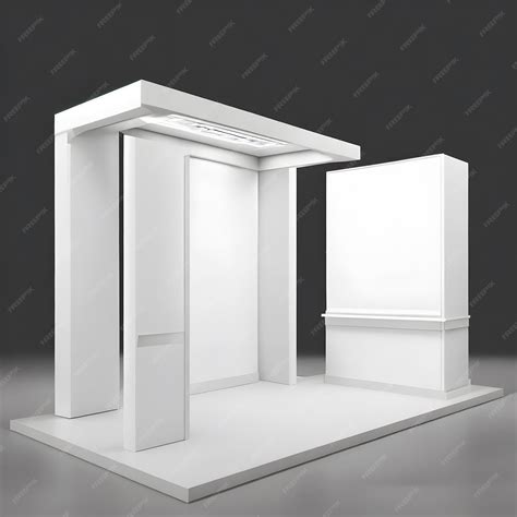 현실적인 무역 전시 스탠드 또는 흰색 빈 전시 키오스크 또는 스탠드 부스 기업 무료 사진