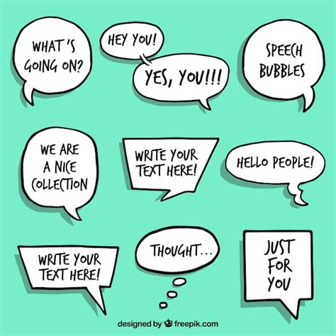 Hand Drawn Speech Bubbles Collection Free Vector