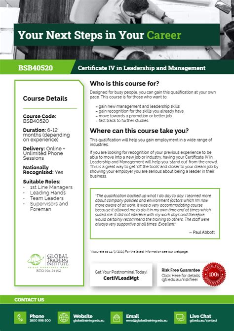 BSB40520 Certificate IV In Leadership And Management Global