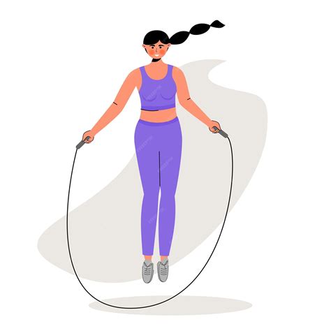 Premium Vector Women Doing Rope Skipping Exercise Illustration Character