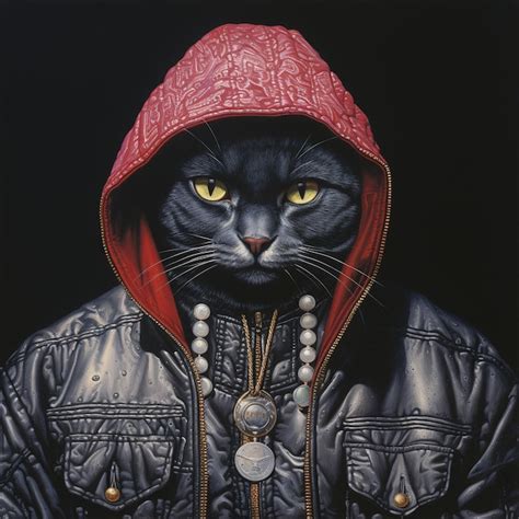 Premium Photo Illustration Of Ghost Cat Face Rap Album