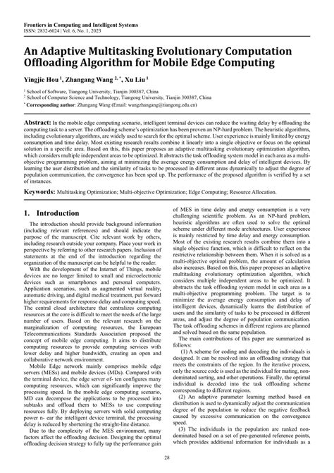 pdf an adaptive multitasking evolutionary computation offloading algorithm for mobile edge