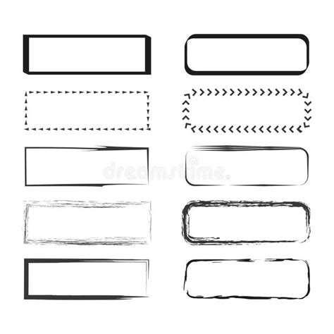 Hand Drawn Rectangular Frames Square Frames Set Vector Illustration