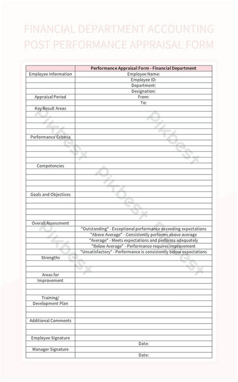 Financial Department Accounting Performance Evaluation Form Excel Template Free Download Pikbest