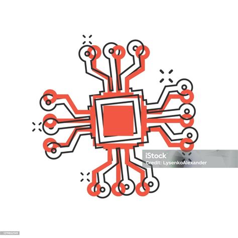 漫畫風格的計算機晶元圖示電路板卡通向量插圖在白色隔離背景cpu 處理器飛濺效果業務概念向量圖形及更多中央處理器圖片 中央處理器 主機板 互聯網 Istock