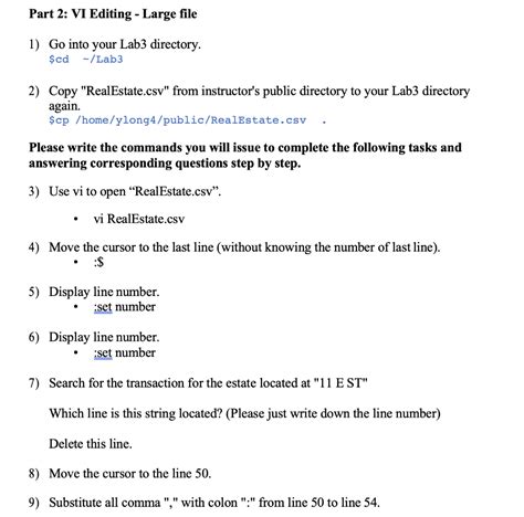 Solved Part 1 VI Editing Small File Open Your Terminal Chegg Com