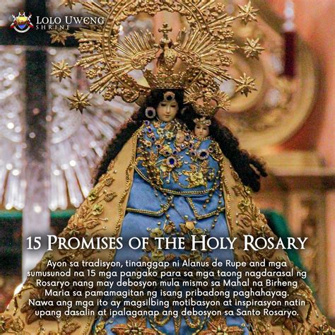 15 Promises Of The Holy Rosary Ayon Lolo Uweng Shrine Facebook