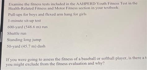 Examine The Fitness Tests Included In The Aahperd