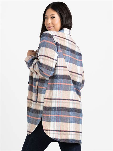 Womens Plaid Button Front Shacket Warehouse One