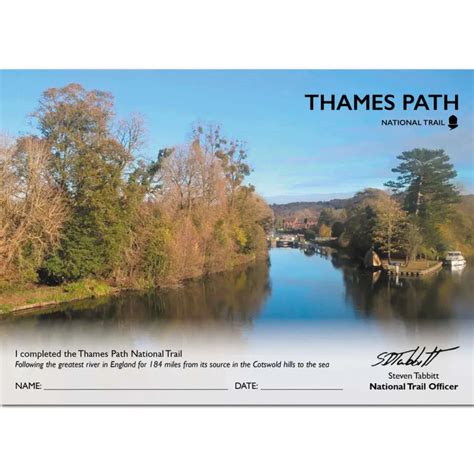 Thames Path Completion Certificate The Trails Shop