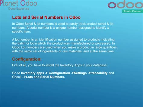 lots and serial numbers in odoo ppt