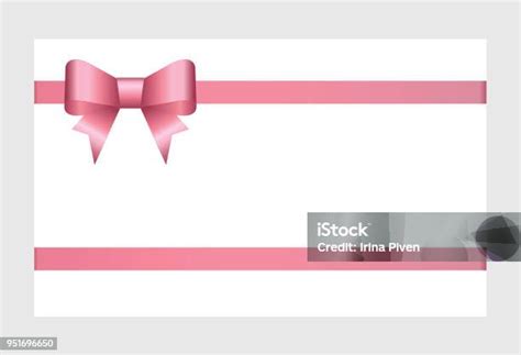 초대장 인사말 또는 선물 카드와 함께 핑크 리본 및 A 활 백색 배경에 선물 상품권 템플릿 텍스트에 대 한 장소입니다 0명에 대한 스톡 벡터 아트 및 기타 이미지 Istock