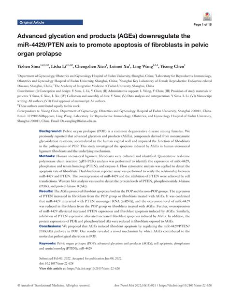 Pdf Advanced Glycation End Products Ages Downregulate The Mir 4429