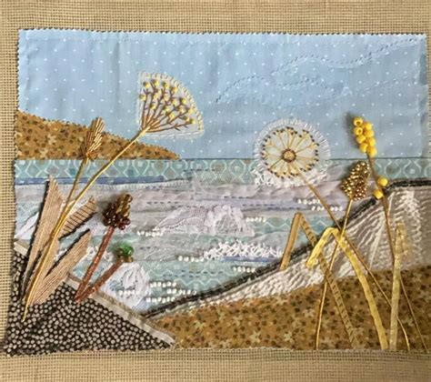 Slow Stitching With Sew Salvaged My Beach Scenegoing To Add Shells