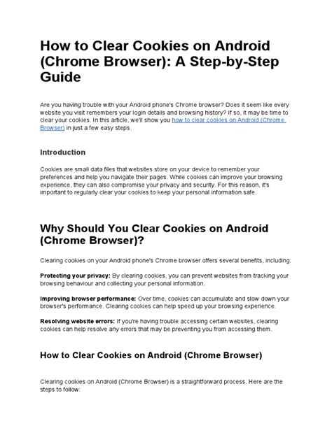 how to clear cookies on android chrome browser a step by step guide