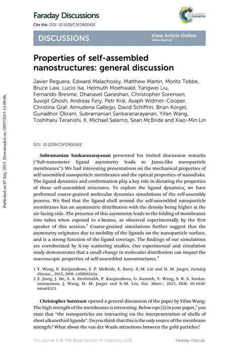 Pdf Properties Of Self Assembled Nanostructures General Discussion