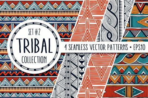 Set Of 8 Primitive Geometric Patterns Tribal Vector Image