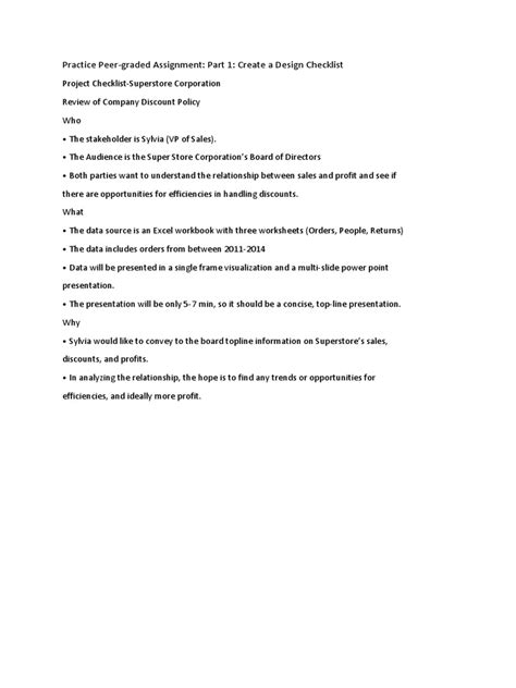 Practice Peer Graded Assignment Part 1 Create A Design Checklist Pdf