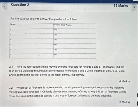 Solved Question 215 MarksUse The Data Set Below To Answer Chegg