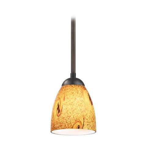 Modern Mini Pendant Light With Brown Art Glass At Destination Lighting