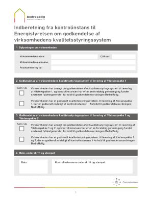 Fillable Online Sparenergi Indberetning Fra Kontrolinstans Til