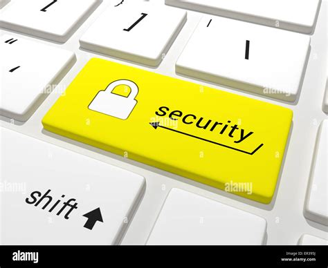 Keyboard Equipped With A Yellow Security Button Stock Photo Alamy